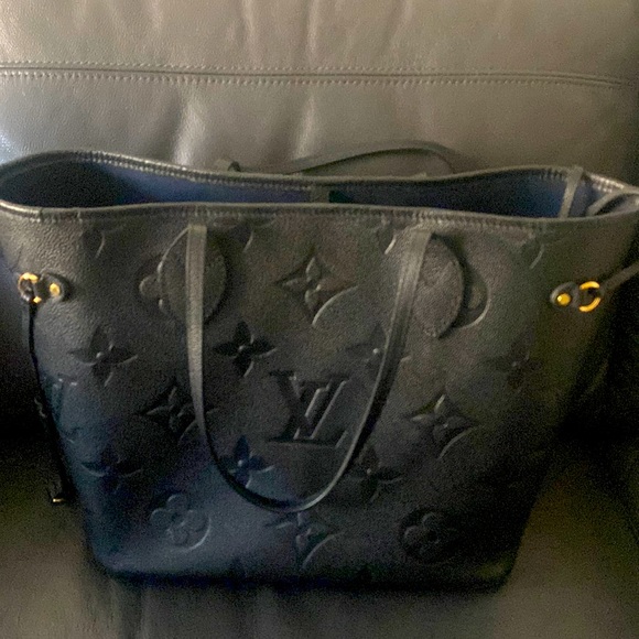 Bags | Louis Vuitton Black Leather Neverfull Mm | Poshmark